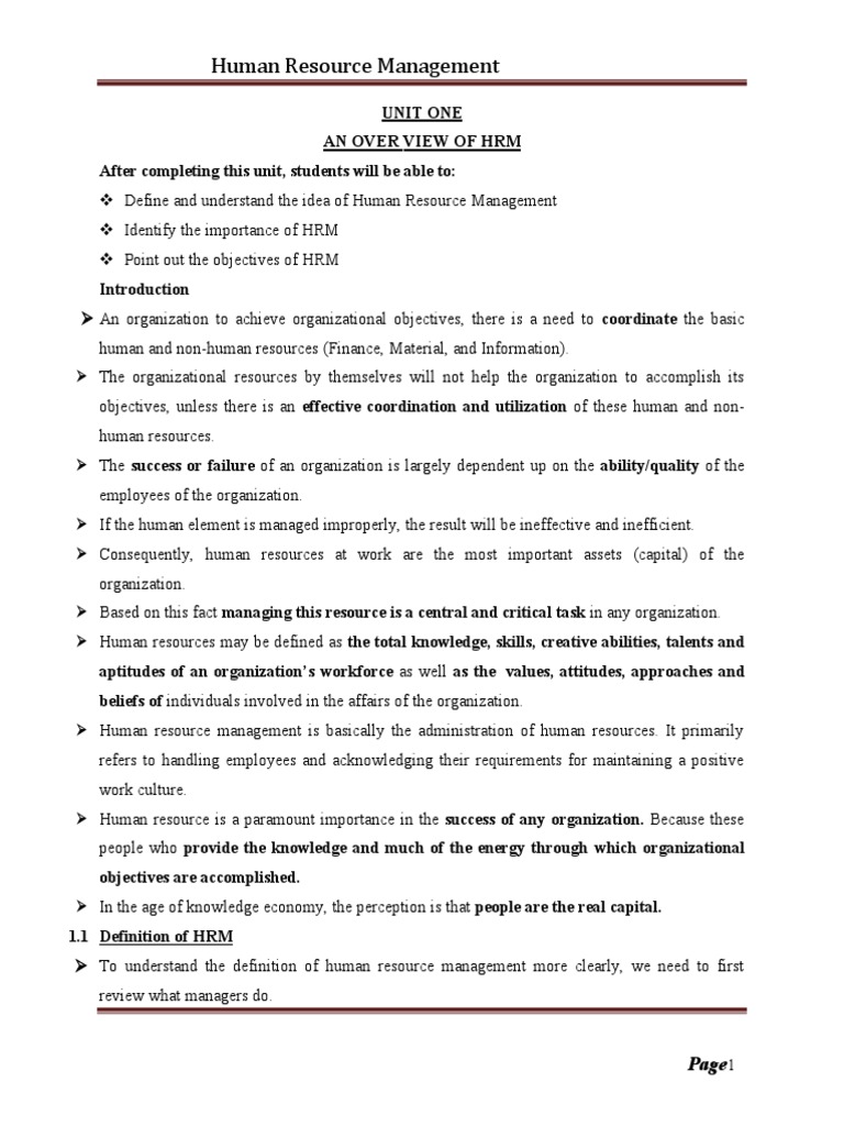 Overview of Human Resource Management | PDF | Human Resource Management ...