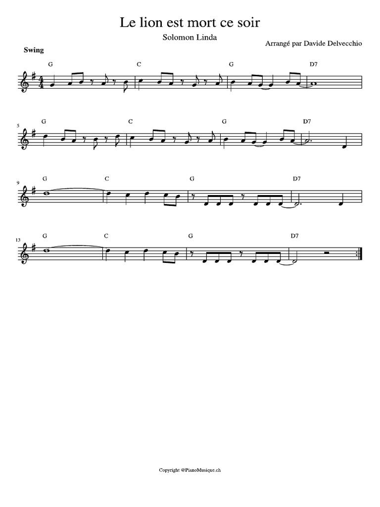 Le Lion Est Mort Ce Soir Solomon Linda | PDF