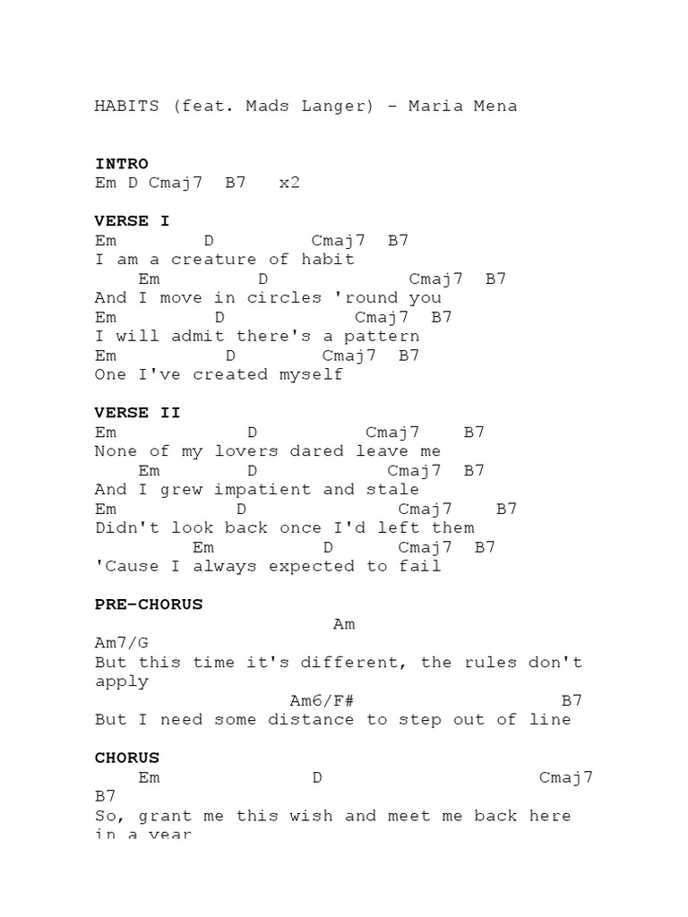 Habits Maria Mena - Chords | PDF | Song Structure | Musical Forms