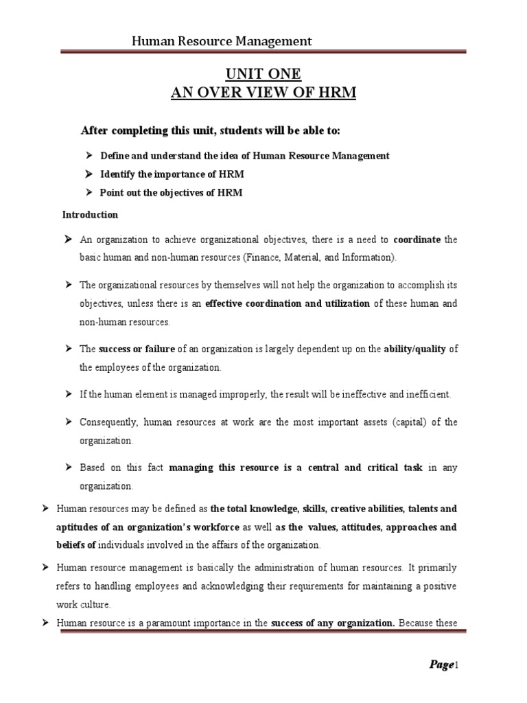 HRM Lecture Note | PDF | Human Resource Management | Human Resources