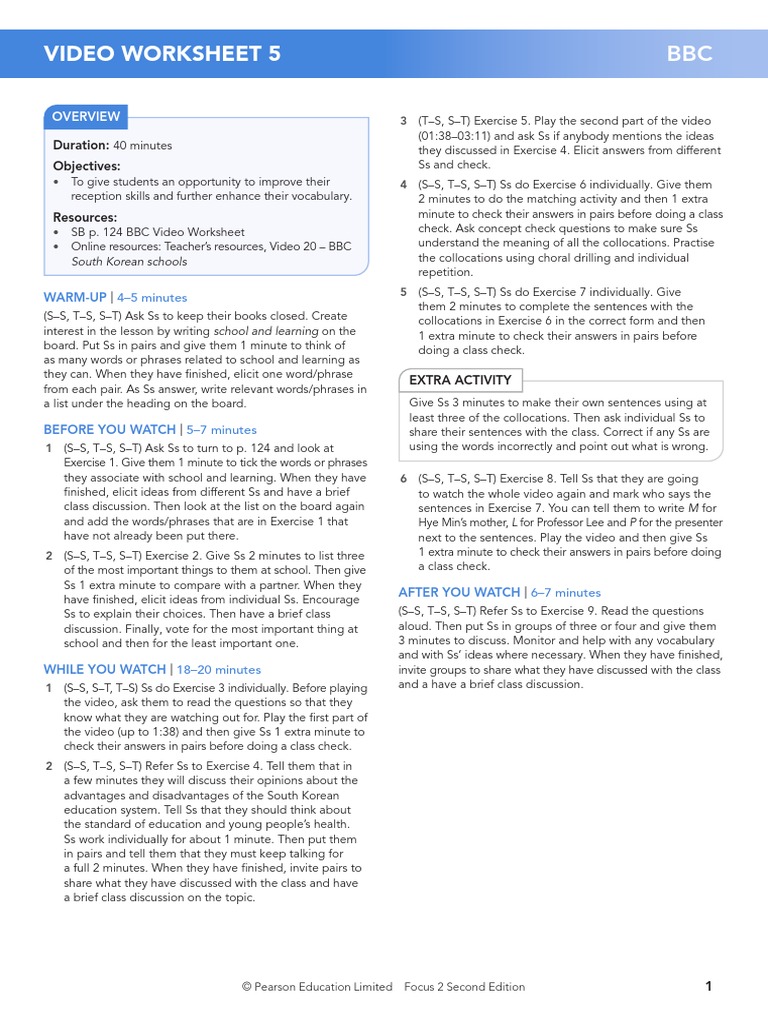 Focus2 2E LessonPlans U05 BBC | PDF