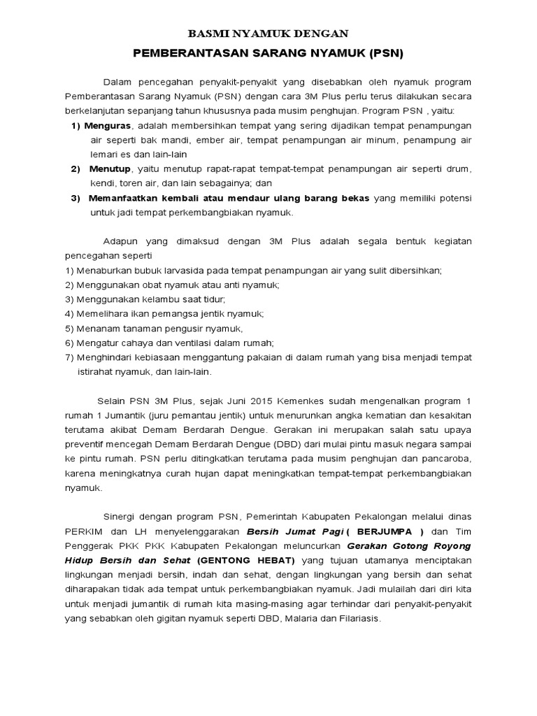 Basmi Nyamuk Dengan PSN | PDF | Sains & Matematika