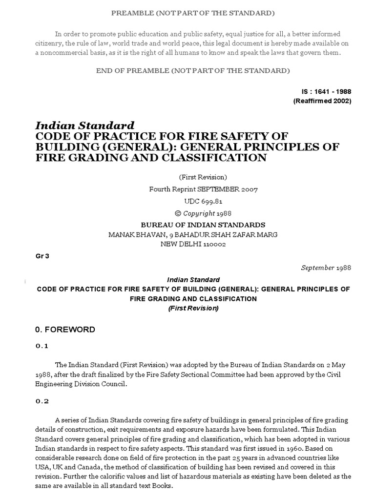 IS 1641 - Building Class and Fire Zoning | PDF | Combustion | Calorie IS 1641 - Building Class and Fire Zoning | PDF | Combustion | Calorie