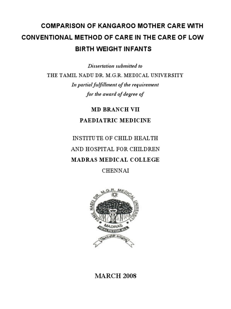 Comparison of Kangaroo Mother Care With Conventional Method of Care in ...