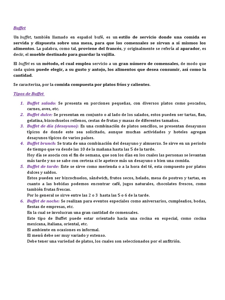 Buffet Pdf Alimentos Buffet