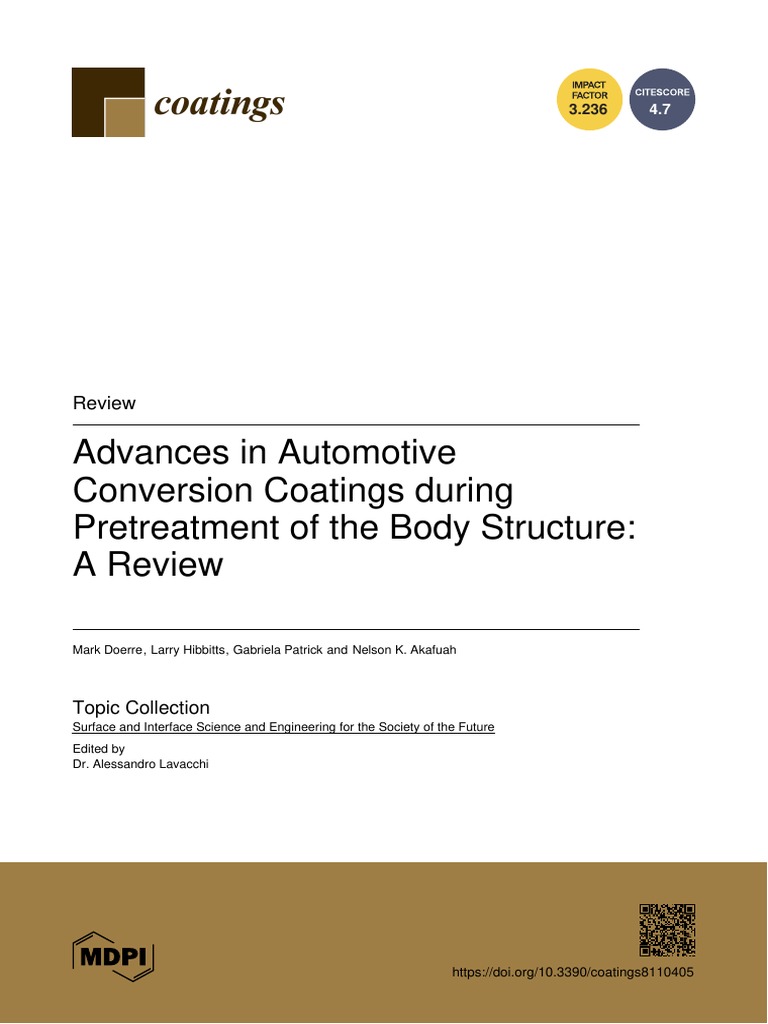 Coatings 08 00405 With Cover | PDF | Corrosion | Redox