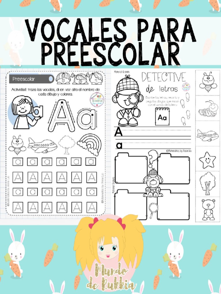 Cuaderno de Vocales para Preescolar Recopilado Por Mundo de Rukkia | PDF