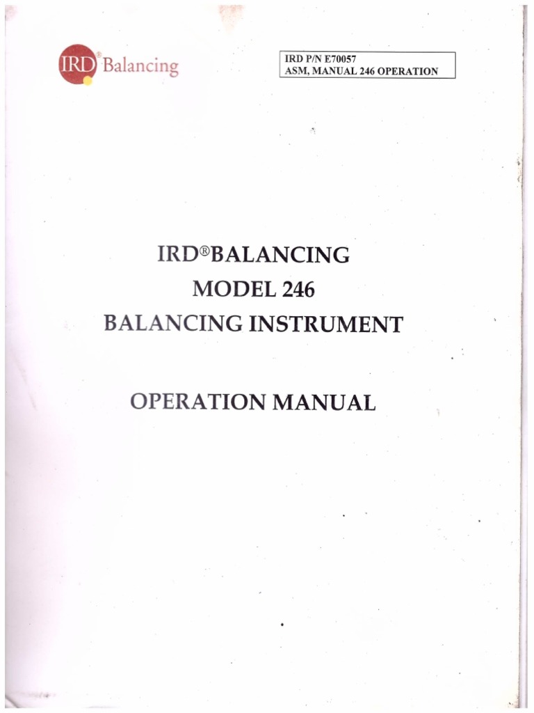 Balanceadora IRD 246 (Ingles) Parte 1 | PDF