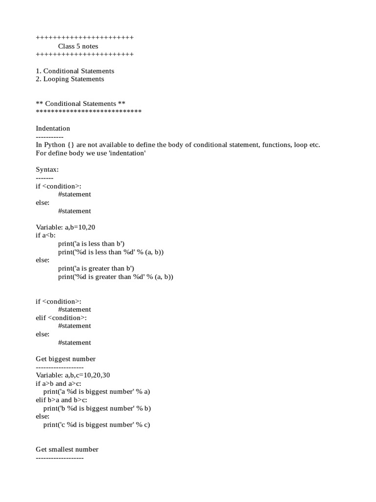 Class 5 | Download Free PDF | Control Flow | Programming Paradigms