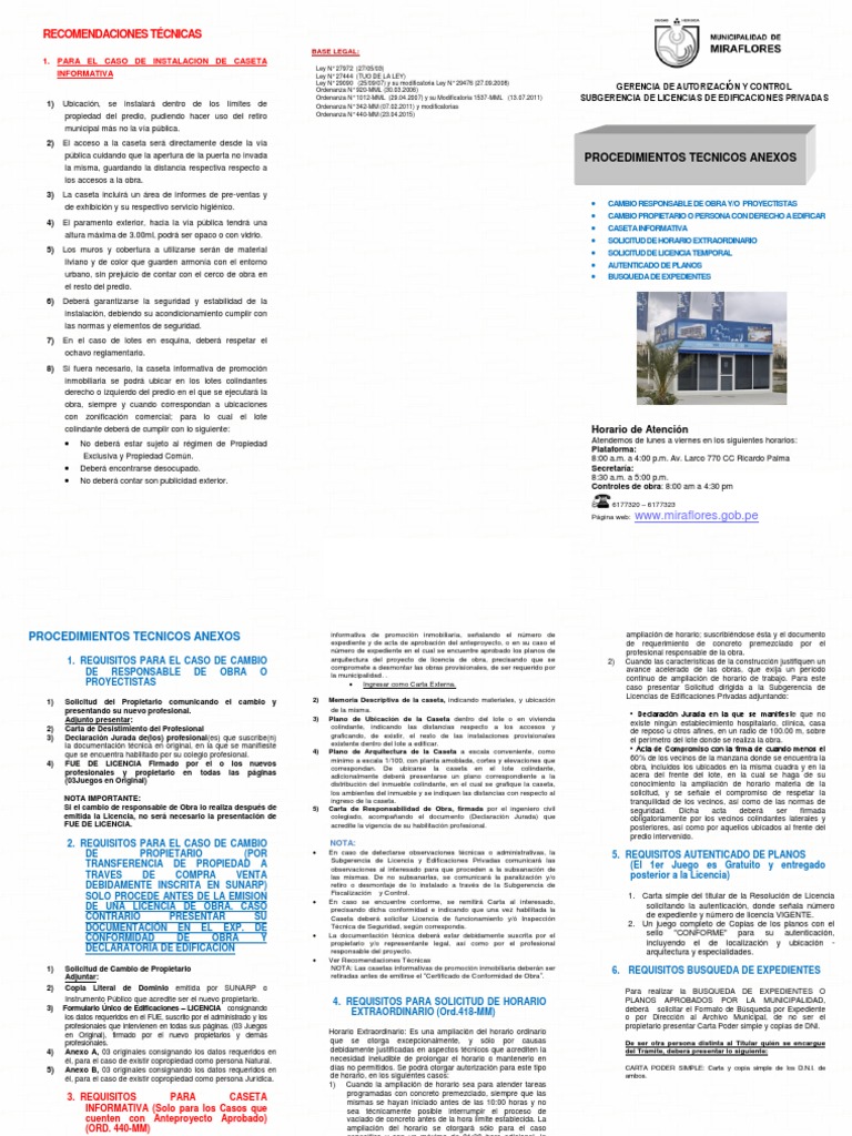 TRIPTICO PROCEDIMIENTOS TECNICOS ANEXOS Actualizado | PDF | Condominio