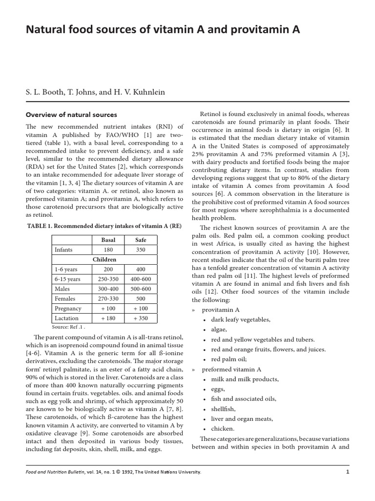Natural Vitamin A Sources Guide | PDF | Vitamin A | Carotenoid