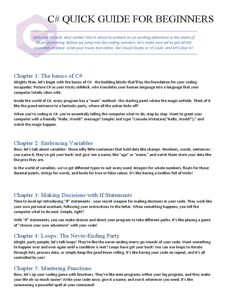 C# Quick Guide For Beginners | PDF | C Sharp (Programming Language ... C# Quick Guide For Beginners | PDF | C Sharp (Programming Language ...