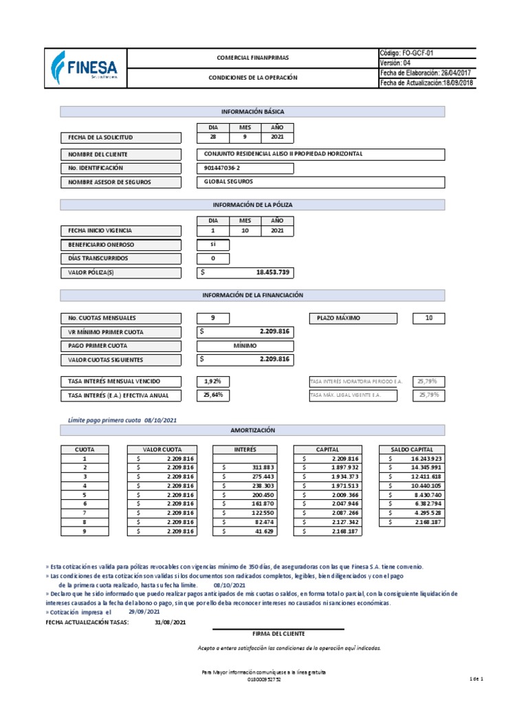 COTIZACION CONJUNTO RESIDENCIAL ALISO II PROPIEDA ORIZAONTAL AXA ...