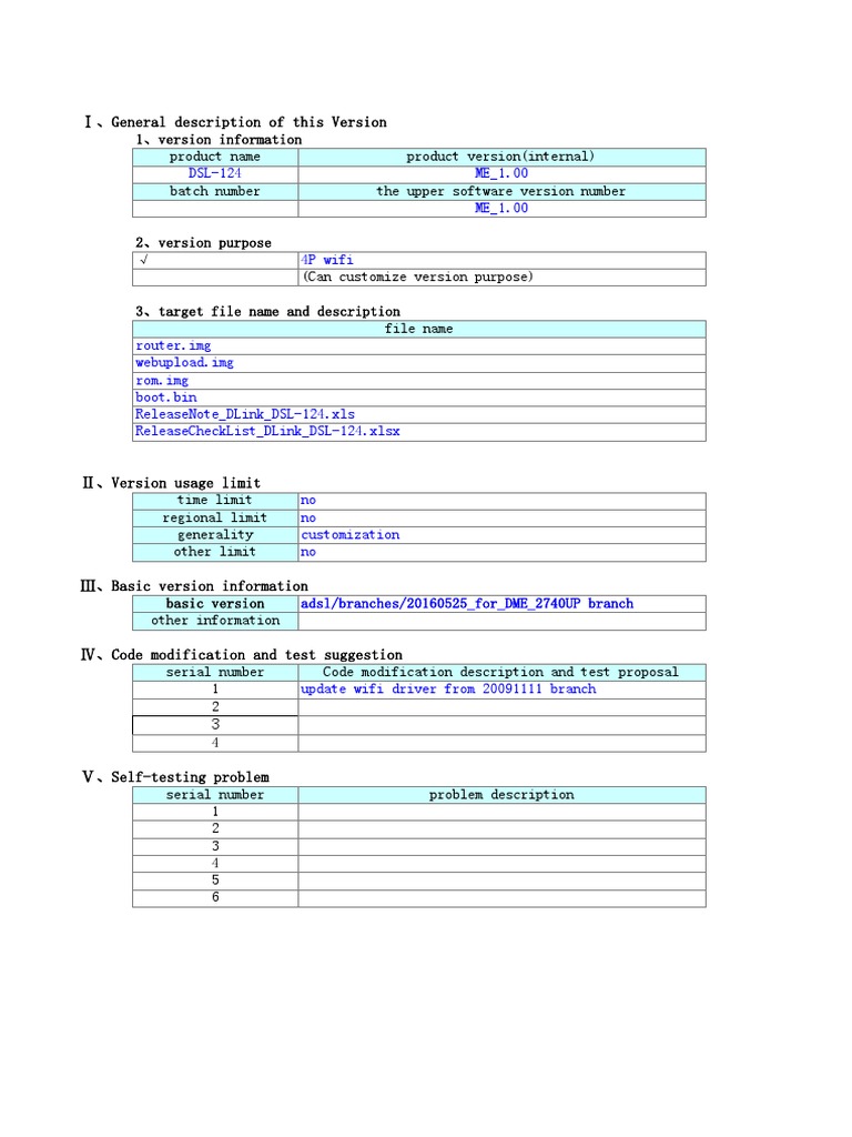 ReleaseNote DLink DSL-124 | PDF
