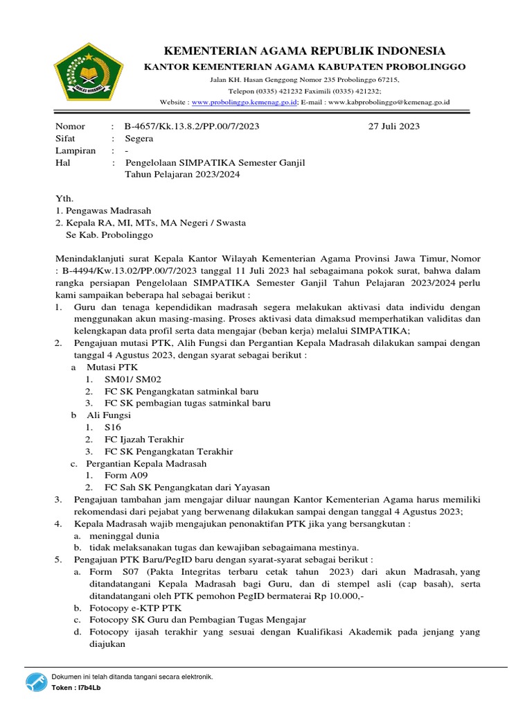 4657 TTE Pengelolaan SIMPATIKA Semester Ganjil 2023 - 2024 | PDF