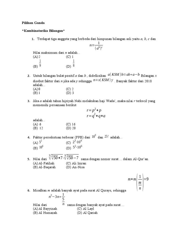 Soal Latihan KSM | PDF