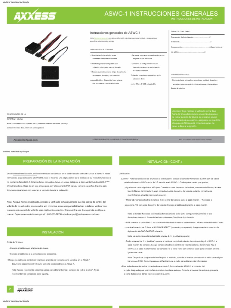 ASWC-1 General Instructions | PDF