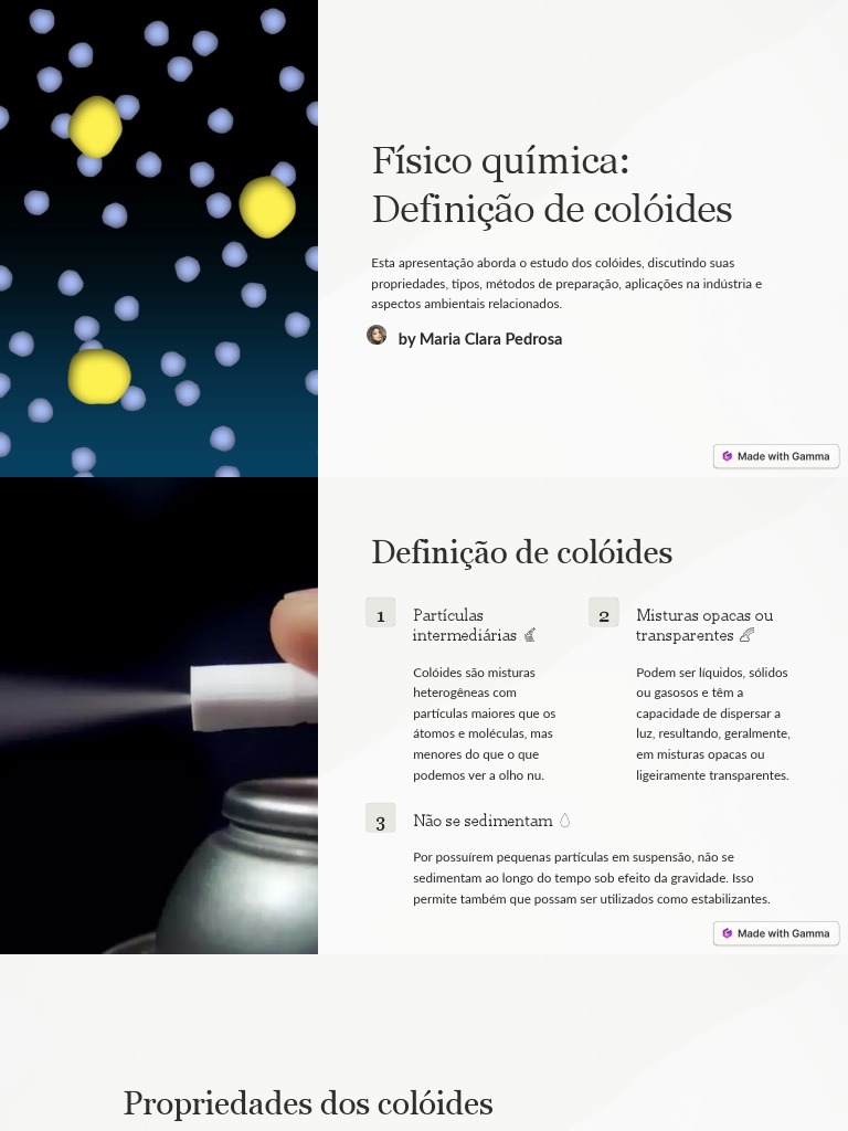 Fisico Quimica Definicao de Coloides | PDF | Coloide | Água