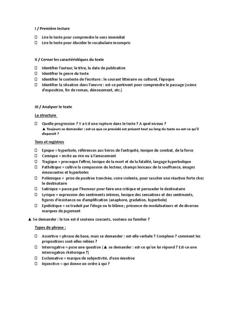 Méthodologie du commentaire composé | PDF | Question | Grammaire