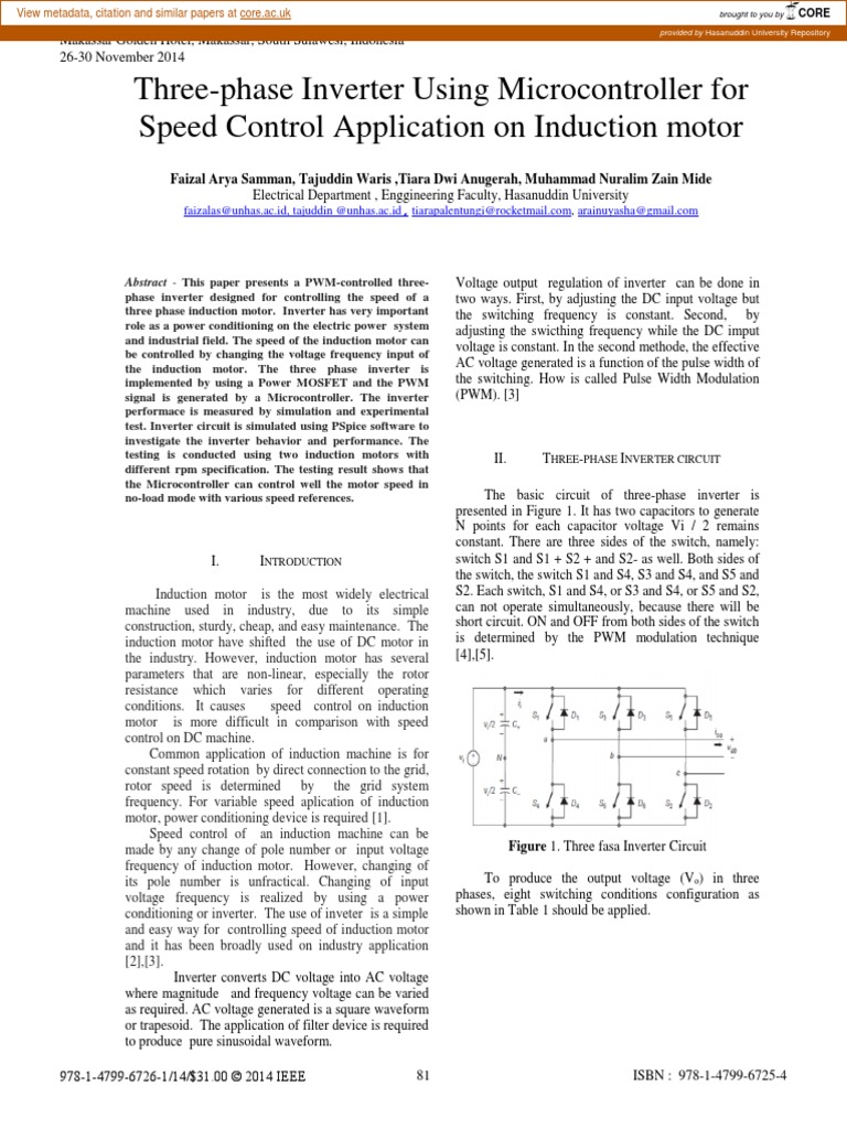 Three-Phase Inverter Using Microcontroller For Speed Control Application On Induction Motor ...