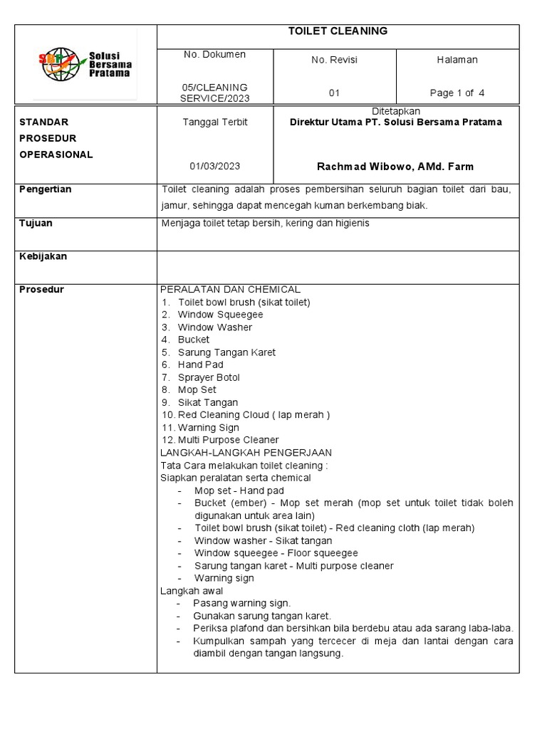 Spo 05 Toilet Cleaning | PDF | Griya & Taman