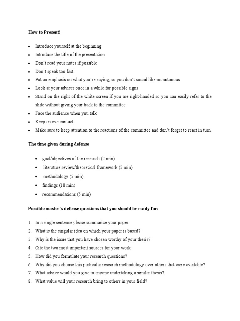Tips During Your Oral Defense | PDF | Methodology | Sampling (Statistics)