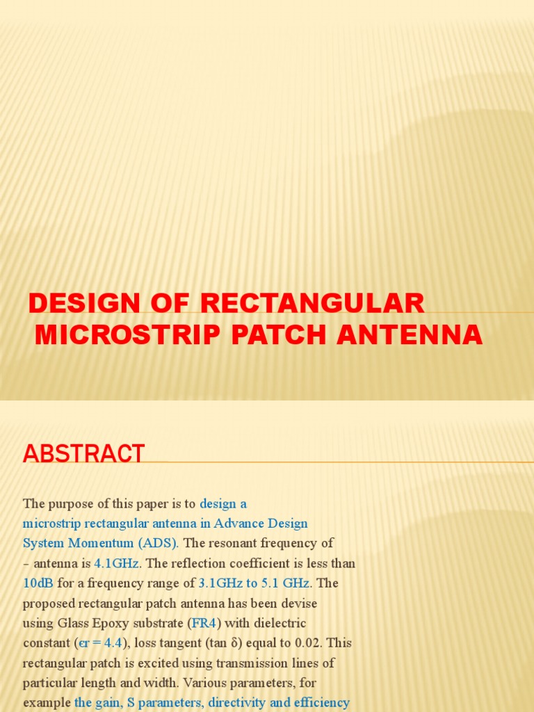 Design of Rectangular Microstrip Patch Antenna | PDF | Antenna (Radio ...