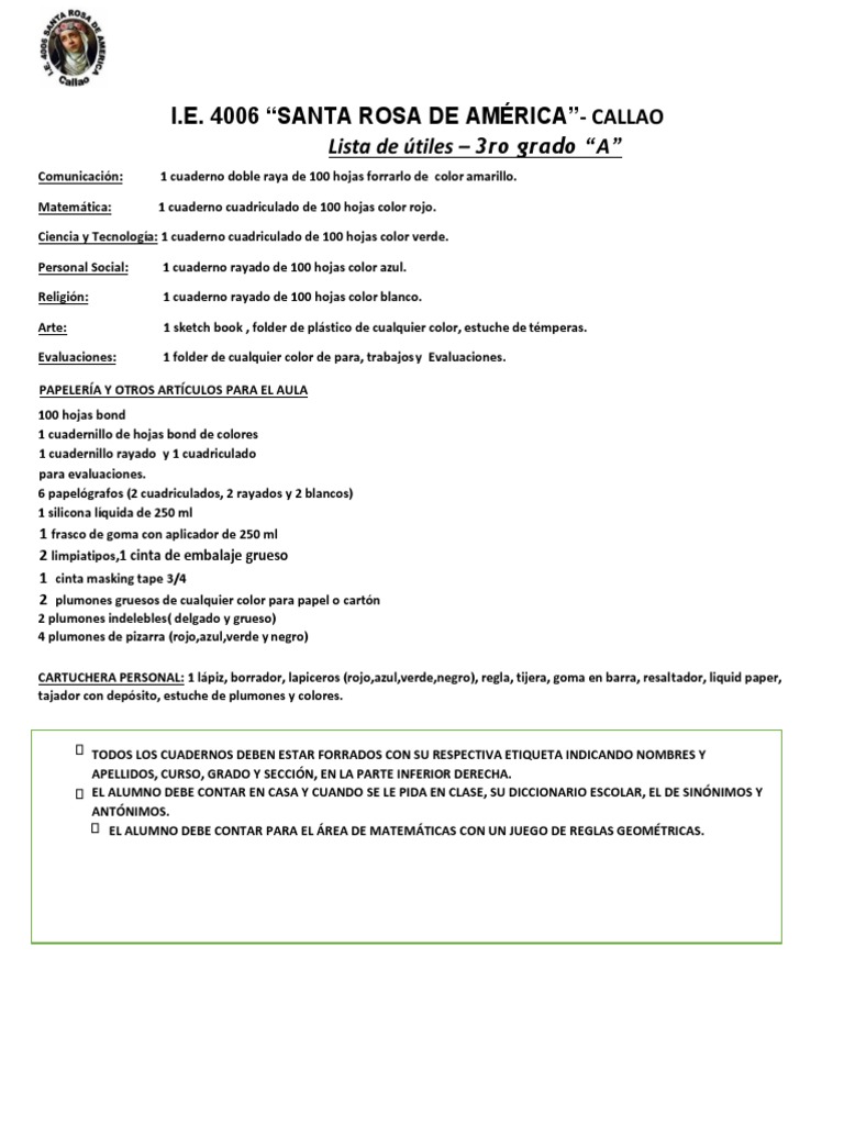 Lista de Utiles 3a | PDF