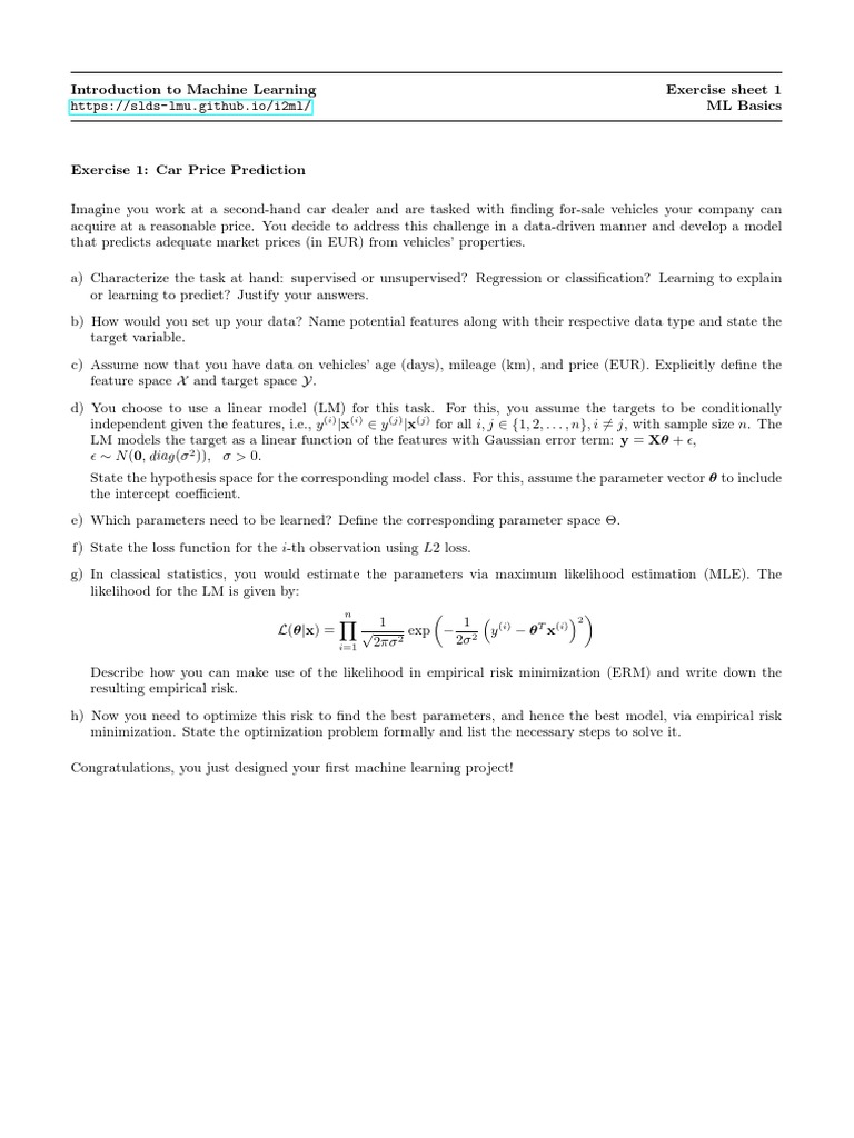 Ex Ml-Basics | PDF | Machine Learning | Estimation Theory Ex Ml-Basics | PDF | Machine Learning | Estimation Theory