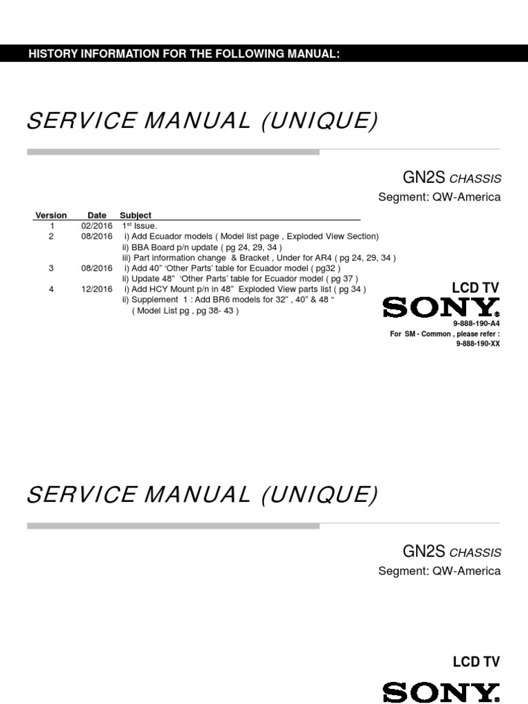 Sony KDL-32W600D Chassis GN2S | PDF | Manufactured Goods