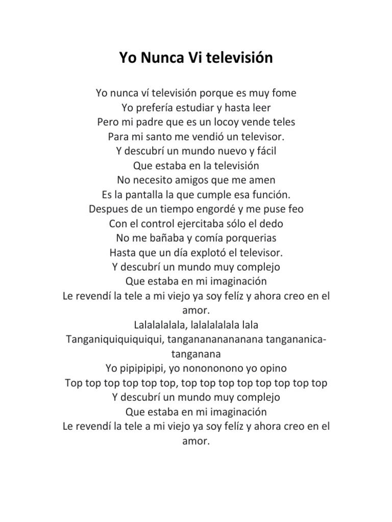 Yo Nunca Vi Televisión | PDF