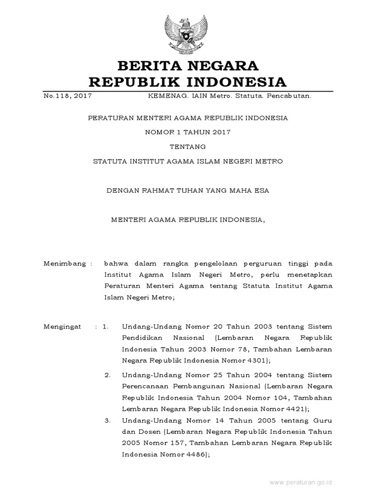Permenag Nomor 1 Tahun 2017 | PDF