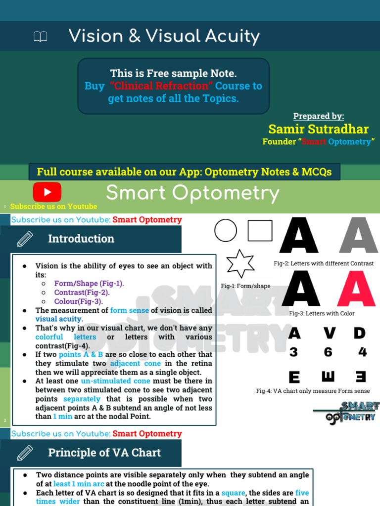 Optometry Visual Acuity Guide | PDF | Visual Acuity | Neuroscience