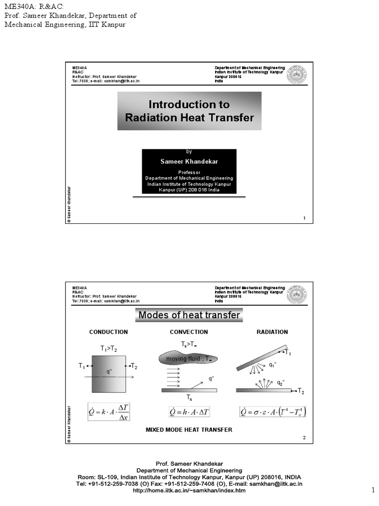 Introduction to Radiation Heat Transfer | PDF | Electromagnetic ...