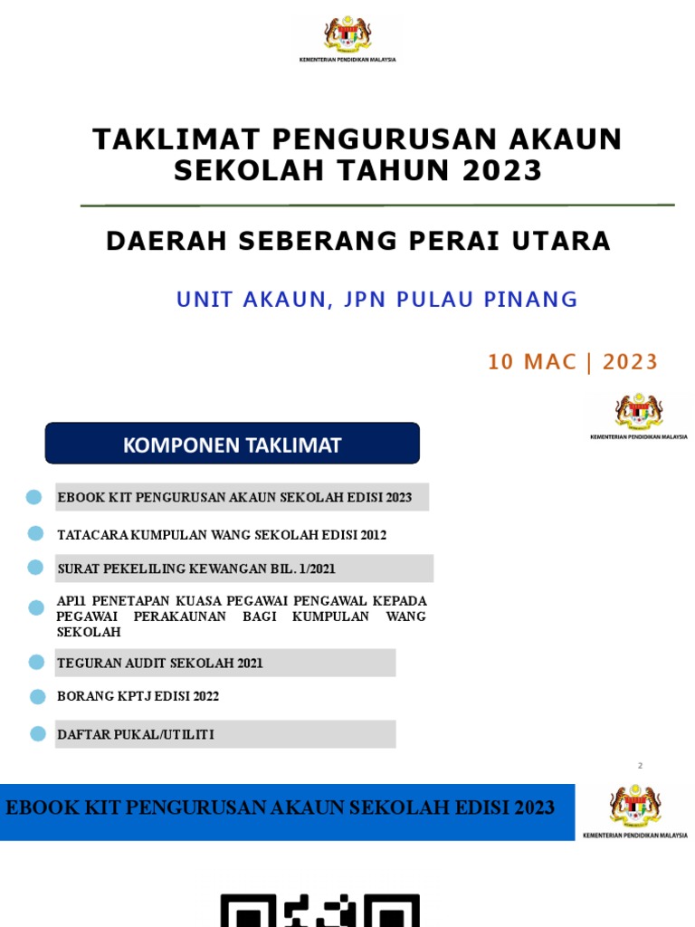 Taklimat Pengurusan Akaun Sekolah 2023 | PDF