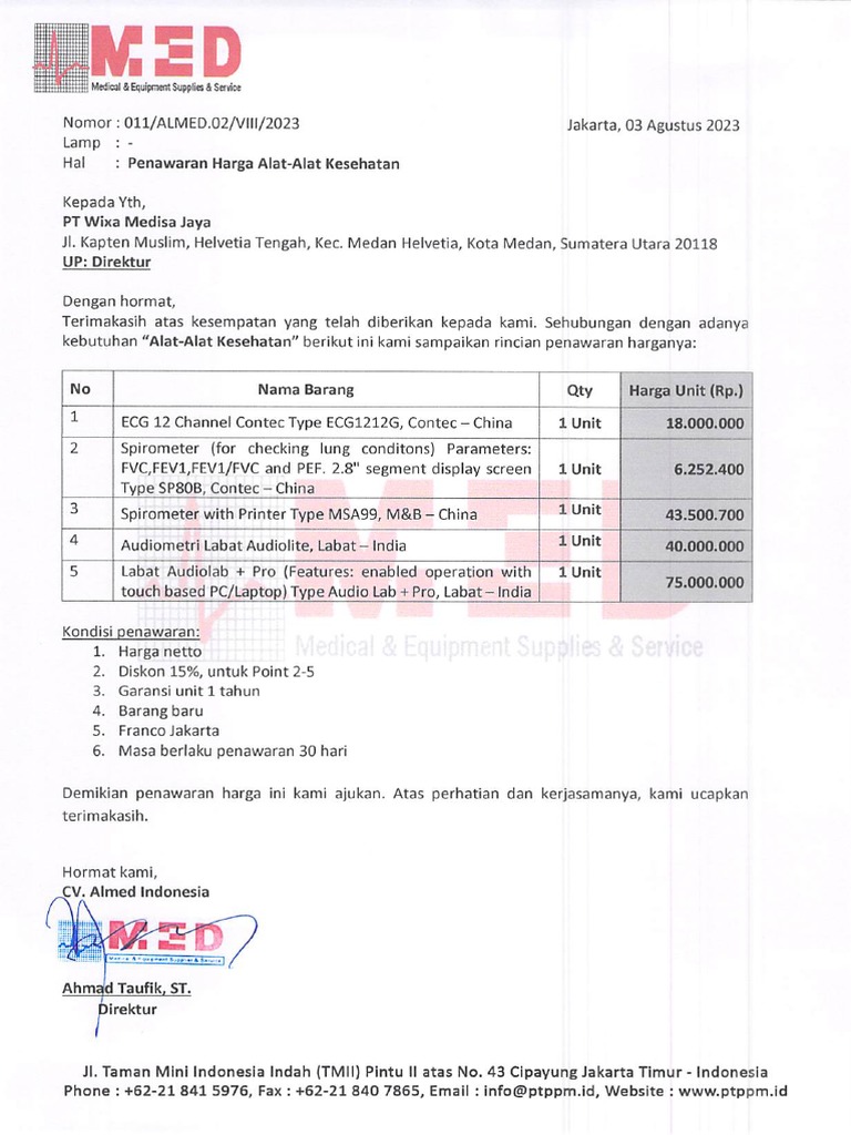011 SPH Almed - PT Wixa Medisa Jaya | PDF
