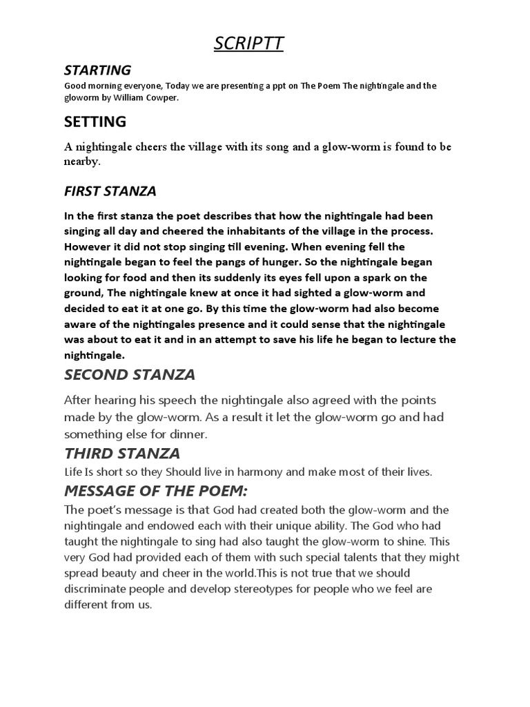 Poem of The Nightingale | PDF