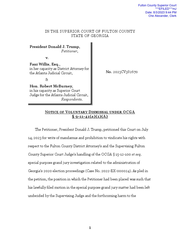 2023cv382670 Notice of Voluntary Dismissal | Download Free PDF | Writ ...