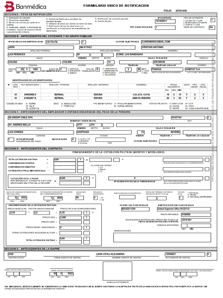Formulario Único de Notificación | Descargar gratis PDF | Pensión