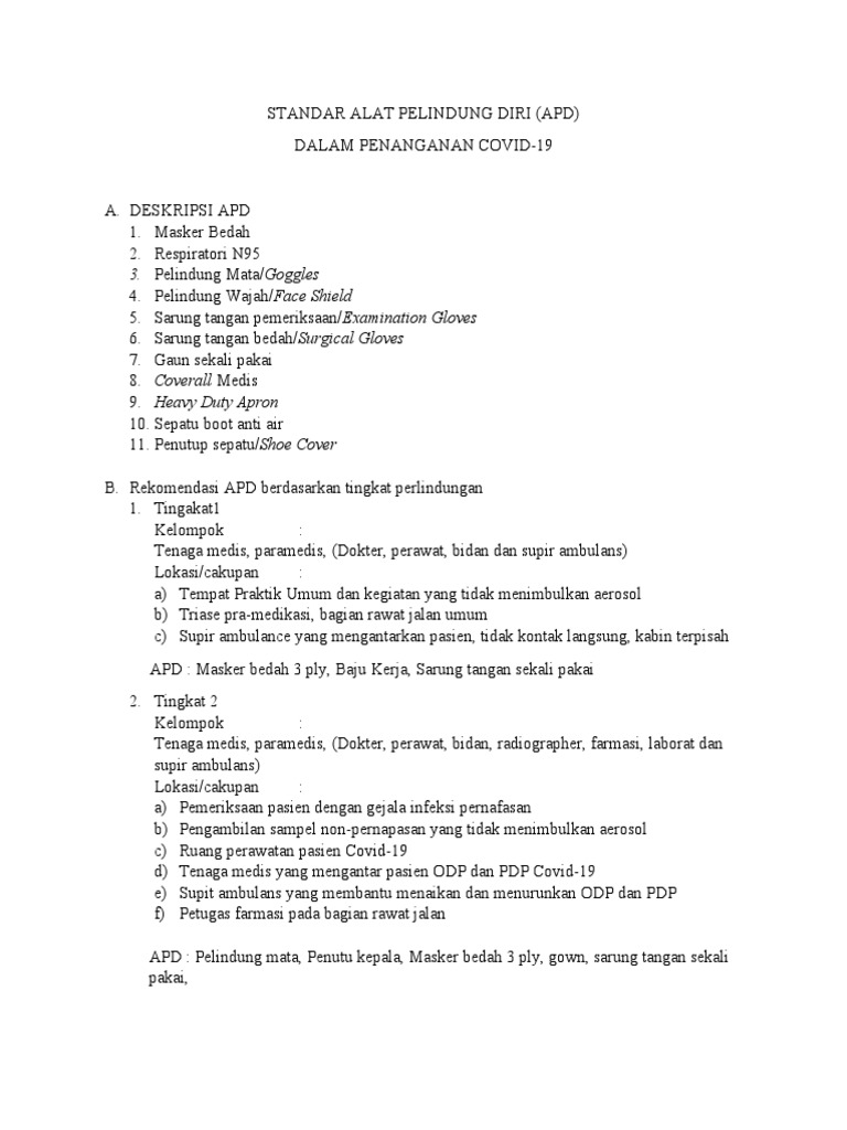 Standar Alat Pelindung Diri | PDF