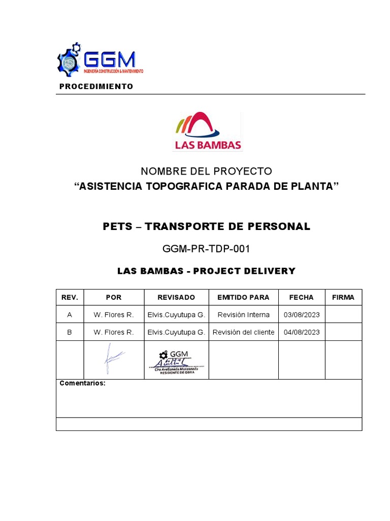 GGM-PR-TDP-001 Transporte de Personal | PDF | Transporte | Vehículo de motor