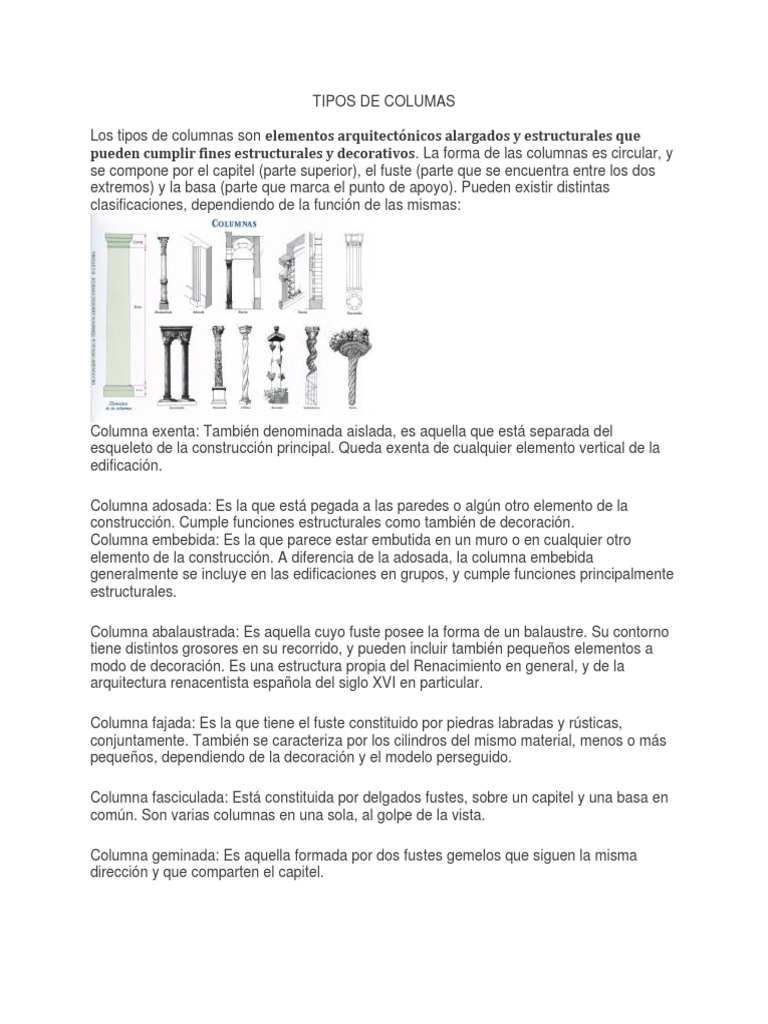 Tipos de Columnas en Arquitectura | PDF | Columna | Diseño arquitectonico