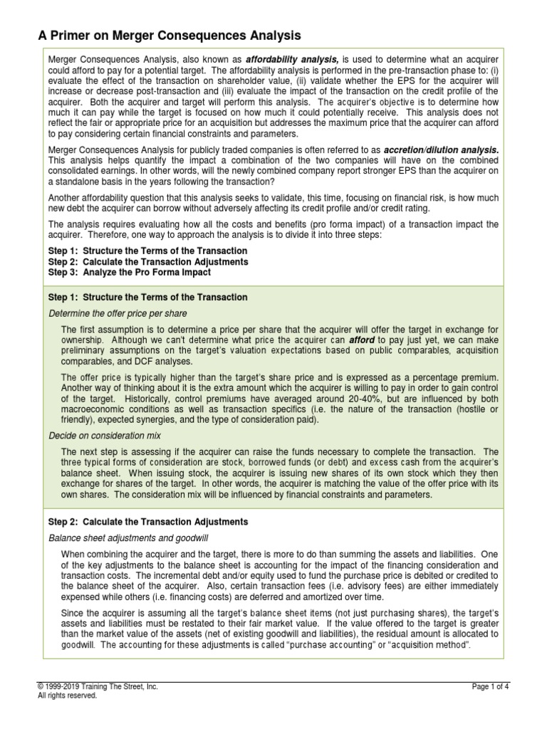 TTS - Merger Model Primer | PDF | Goodwill (Accounting) | Book Value
