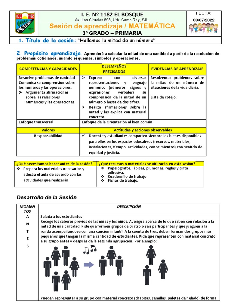 Sesion - Mate - Hallamos La Mitad. | PDF | Aprendizaje | Cognición