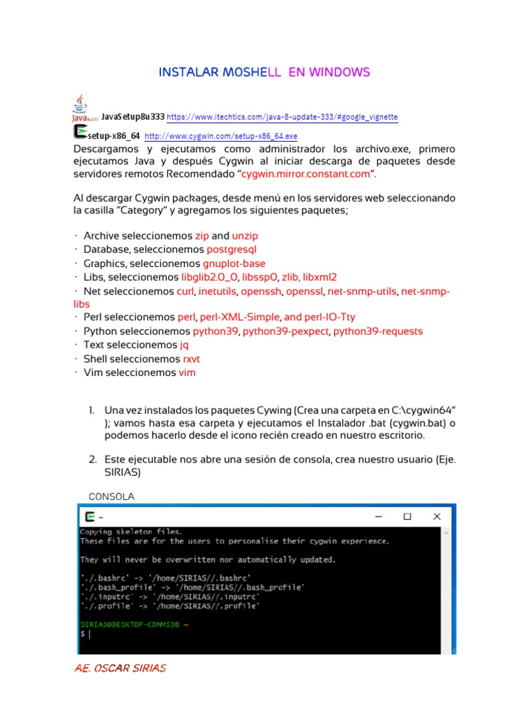 Instalar Moshell Windows | PDF