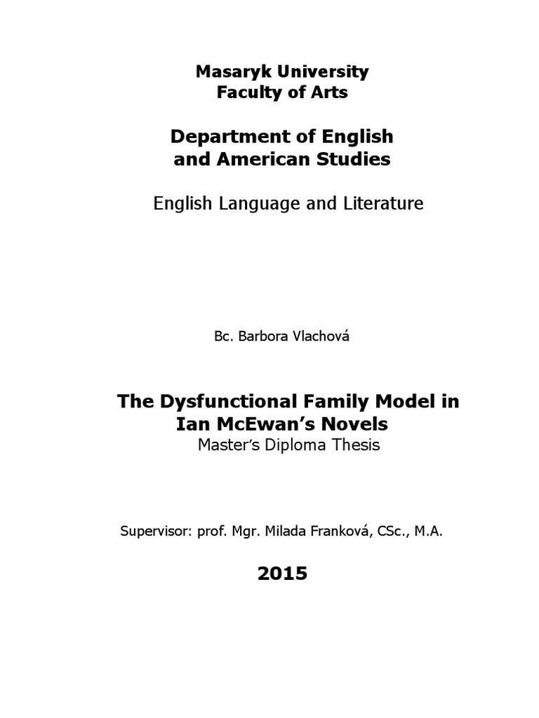 The Dysfunctional Family Model in Ian McEwans Novels | PDF