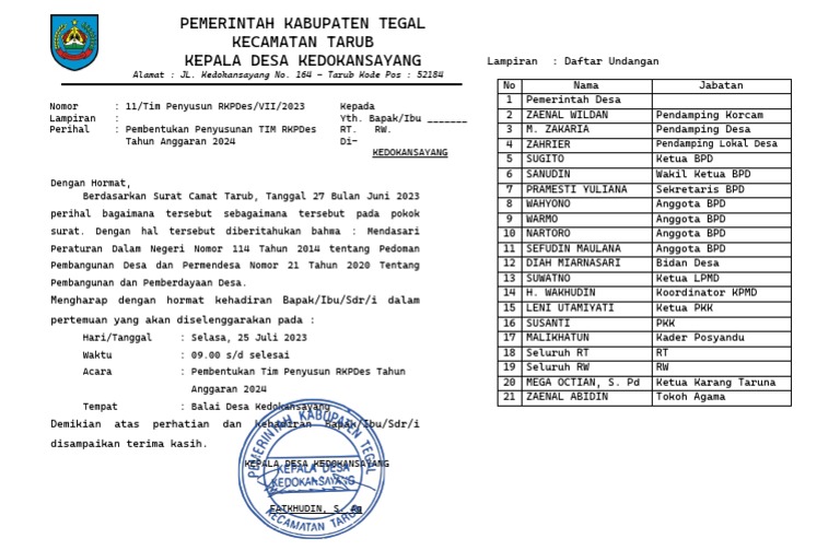 Undangan Rkpdes | PDF