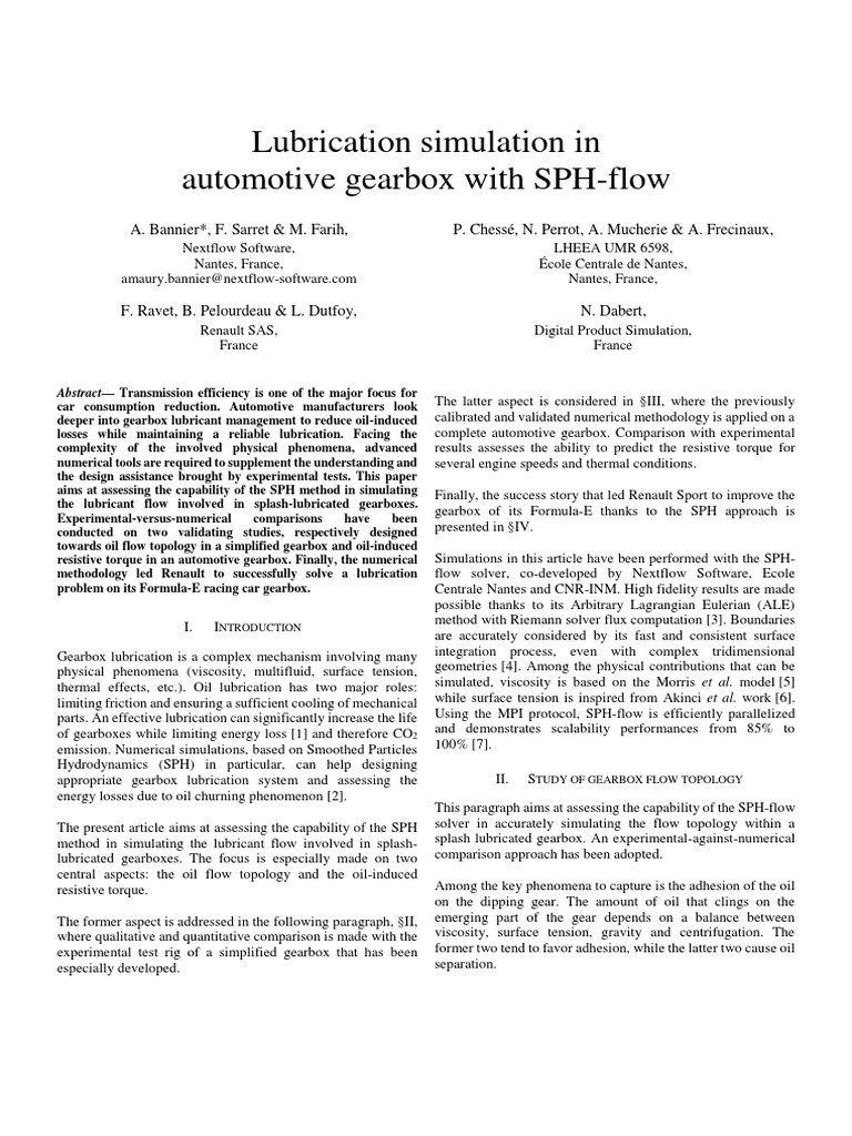 SPHERIC-2019 LubricationSimulation Paper | PDF | Viscosity | Lubricant