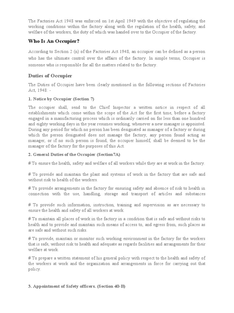 FACT ACT - Occupier | PDF | Occupational Safety And Health | Hazards