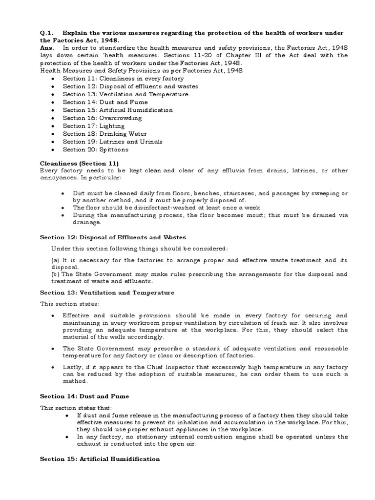 FACT ACT Health & Safety of The Workers | PDF | Ventilation ...